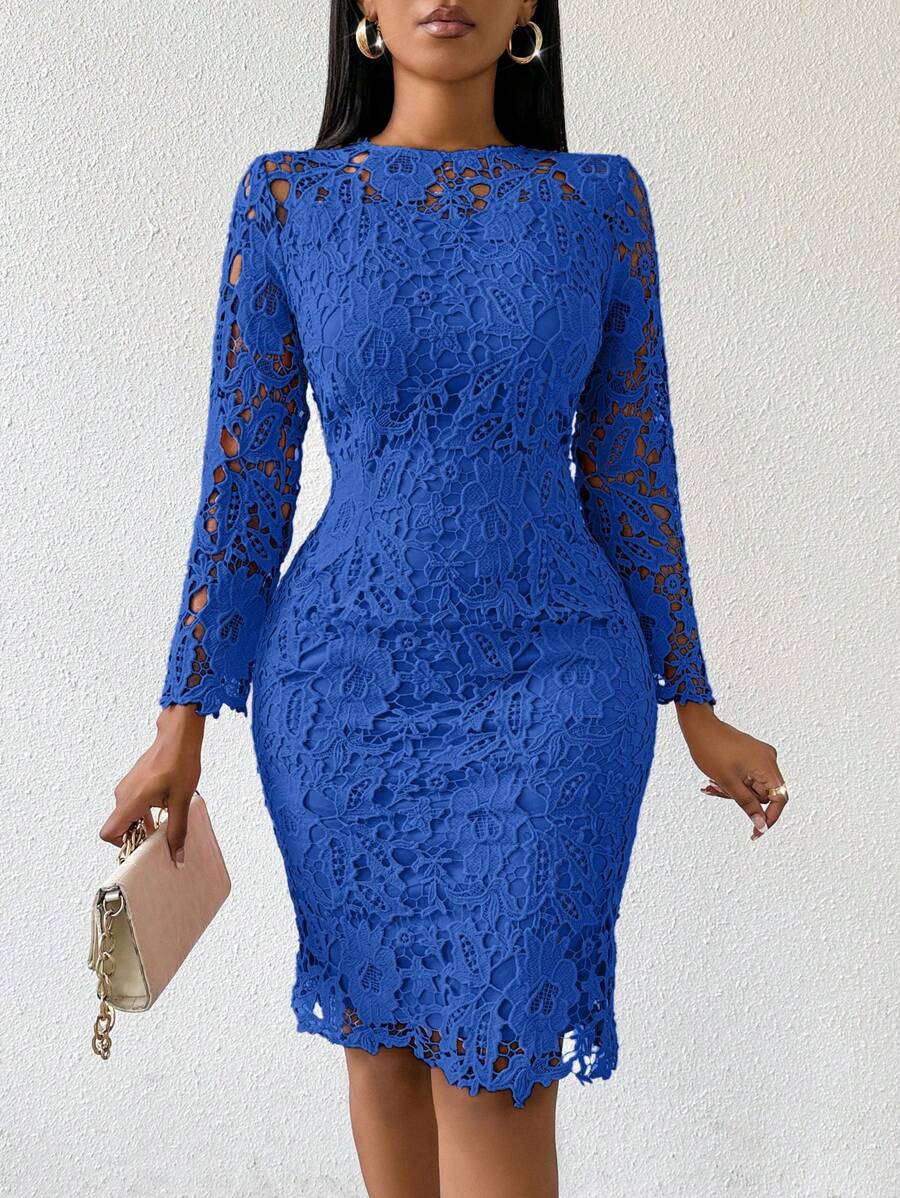 SHEIN Lady Four Seasons Wedding Guest Dress Elegant Party Pink Lace ...