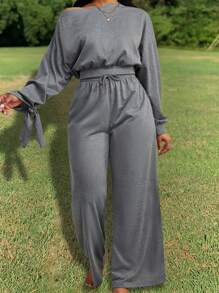 SHEIN Women's Solid Color Casual Two-Piece Set | SHEIN USA