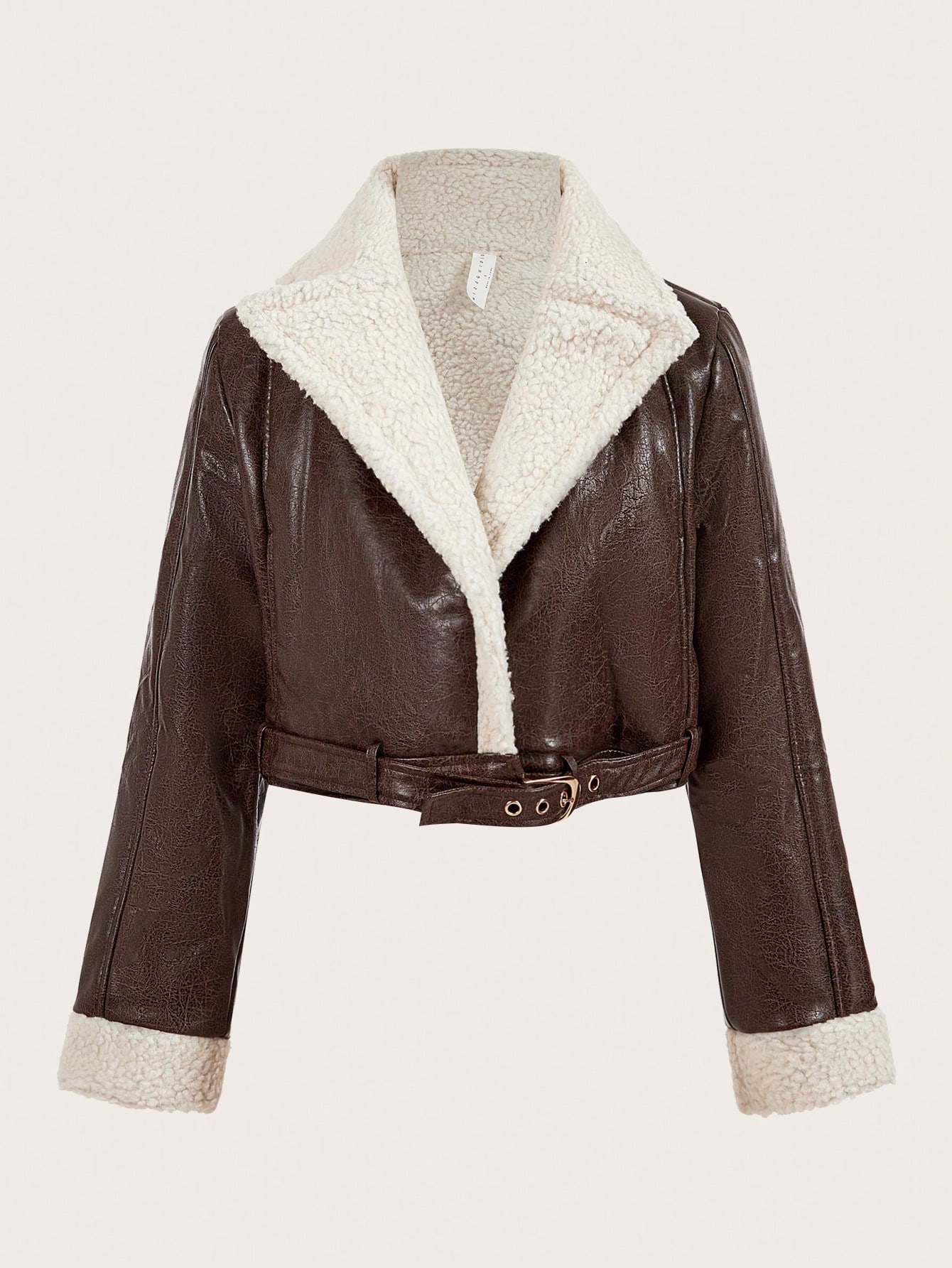 Hybrid Fleece PU Crop Aviator Jacket | MISSGUIDED