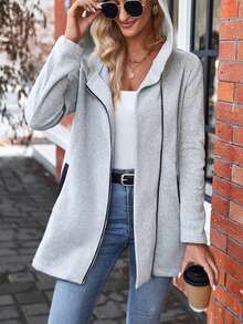 SHEIN LUNE Zip Up Hooded Coat | SHEIN USA