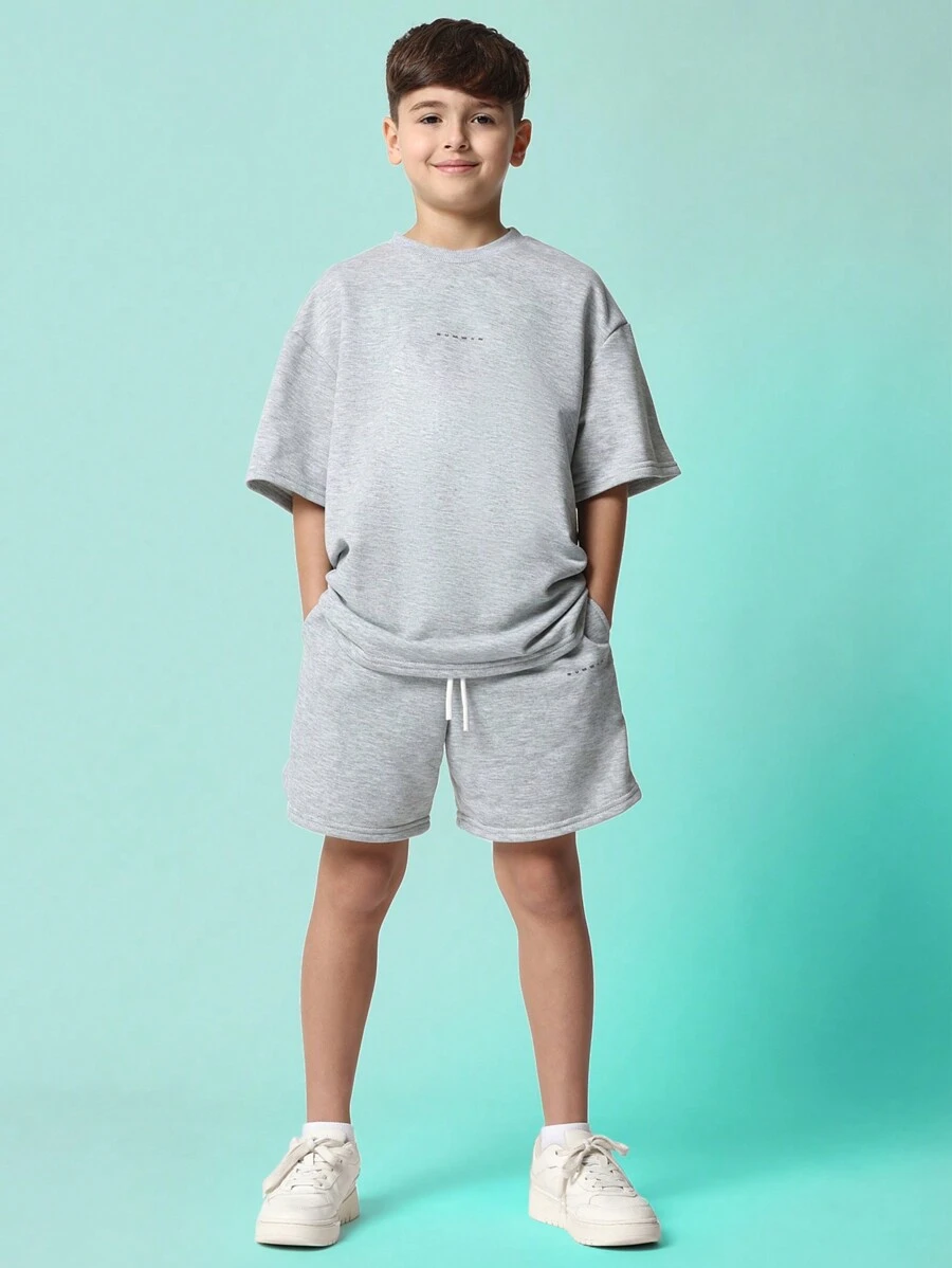 SUMWON Tween Boys Oversized Fit Essential Tee And Drop Crotch Short 2 ...
