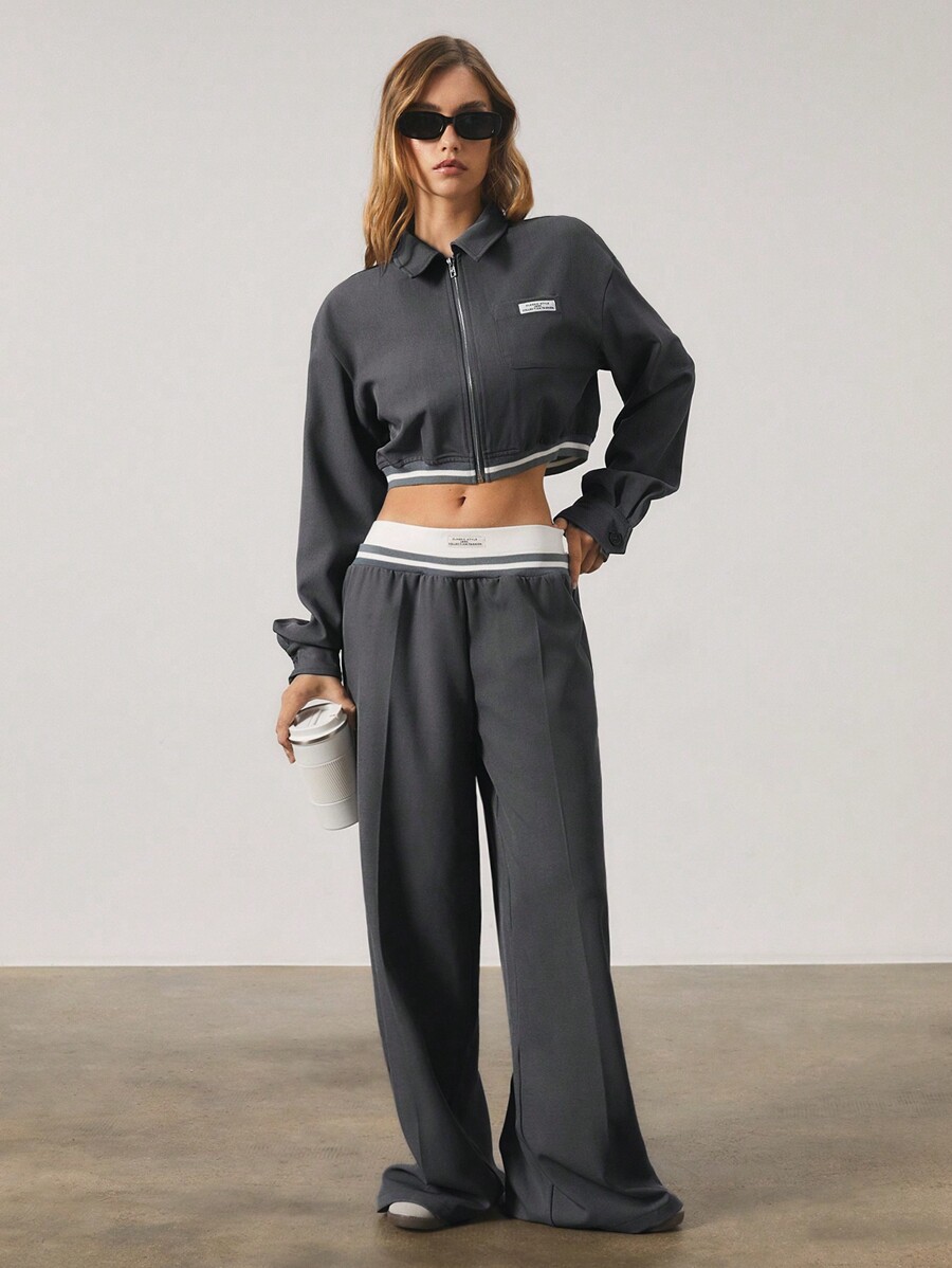 SURIMA Women Crop Race Car Jacket, Influencer Same Style, Office Siren ...