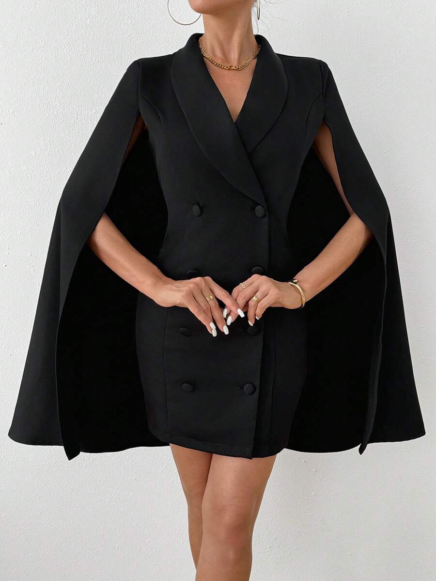 Chiquease Women Elegant Black Dress Funeral Cloak Dress Outfit, Winter ...