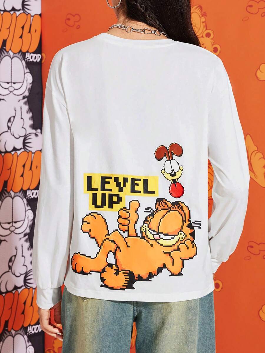 GARFIELD | SHEIN Weißes T-Shirt für Damen, Weihnachten, Silvester, süß ...