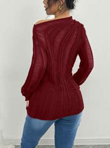 Chiquease Suéter elegante de unicolor con cuello asimétrico, efecto ...