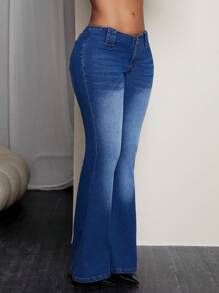 SHEIN SXY Jeans de cintura súper baja y pierna de campana sexy para ...