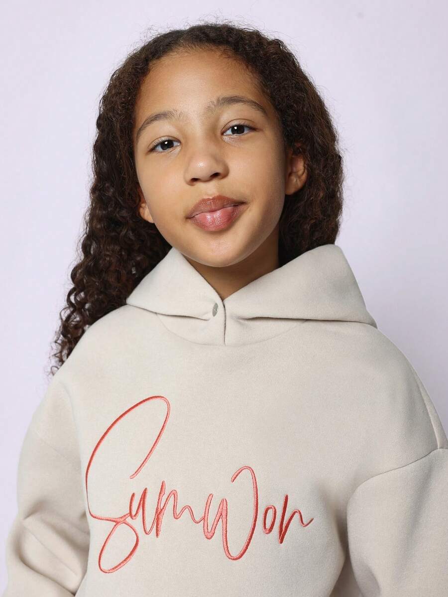 SUMWON Tween Girls Oversized Fit Overhead Hoodie With Embroidery ...