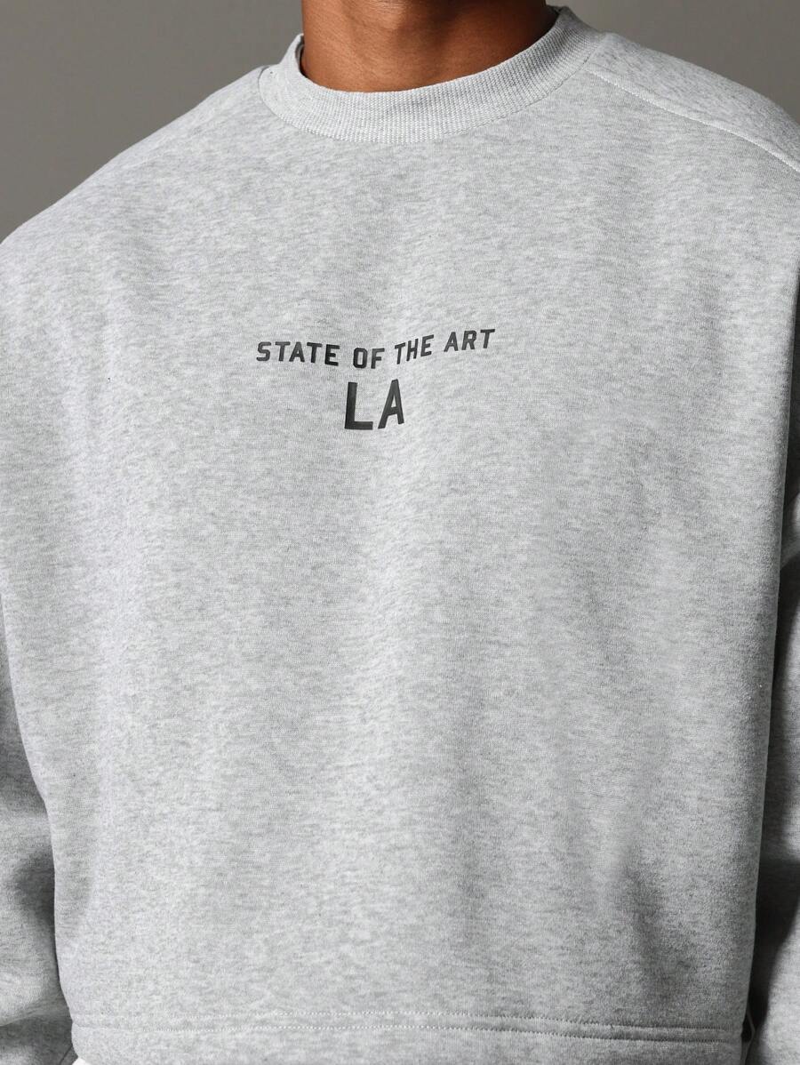 SUMWON Crop Fit Crew Neck Sweatshirt With Graphic Print | SHEIN USA