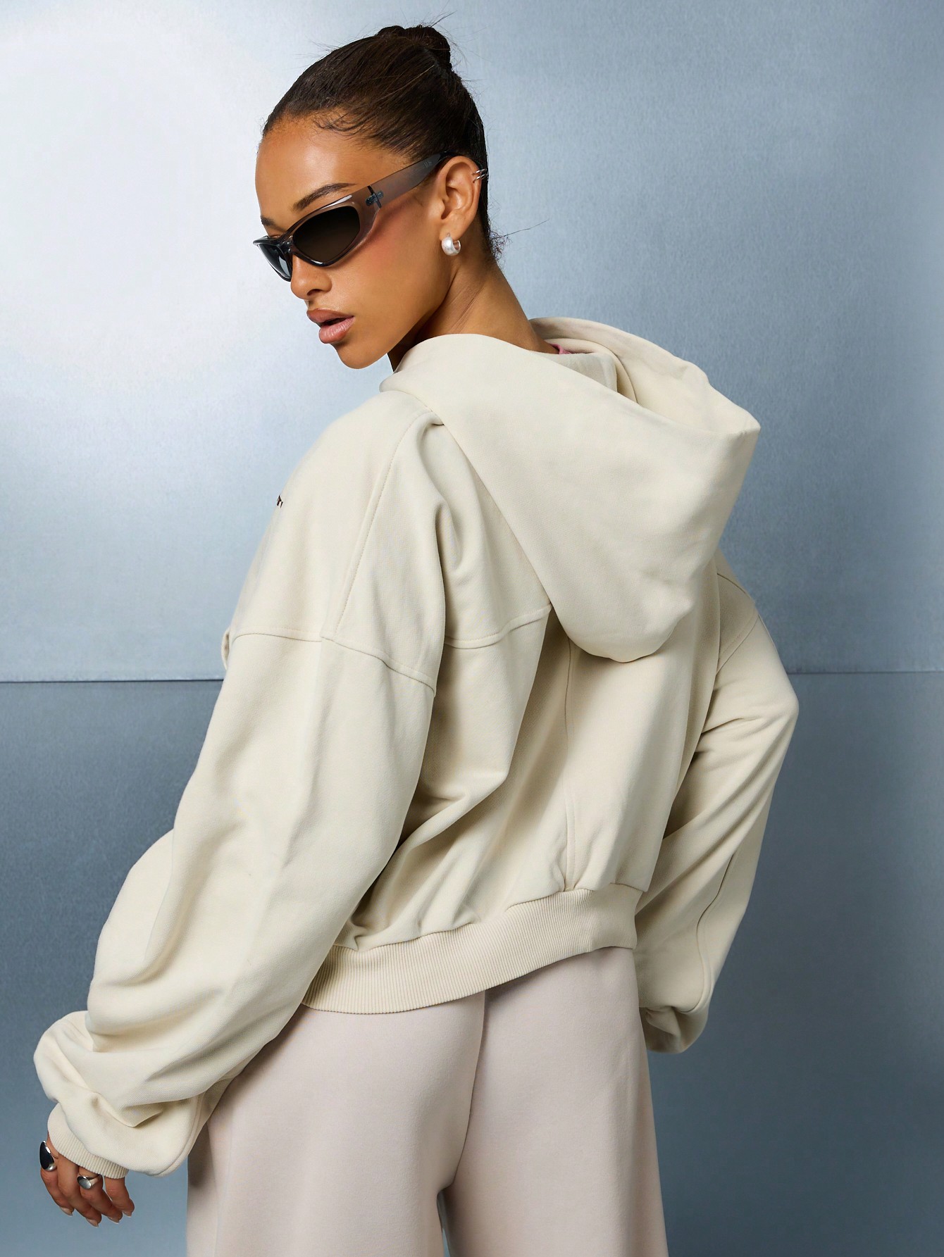 SUMWON WOMEN Oversized Zip Through Sweatshirt Hoodie Athleisure ...