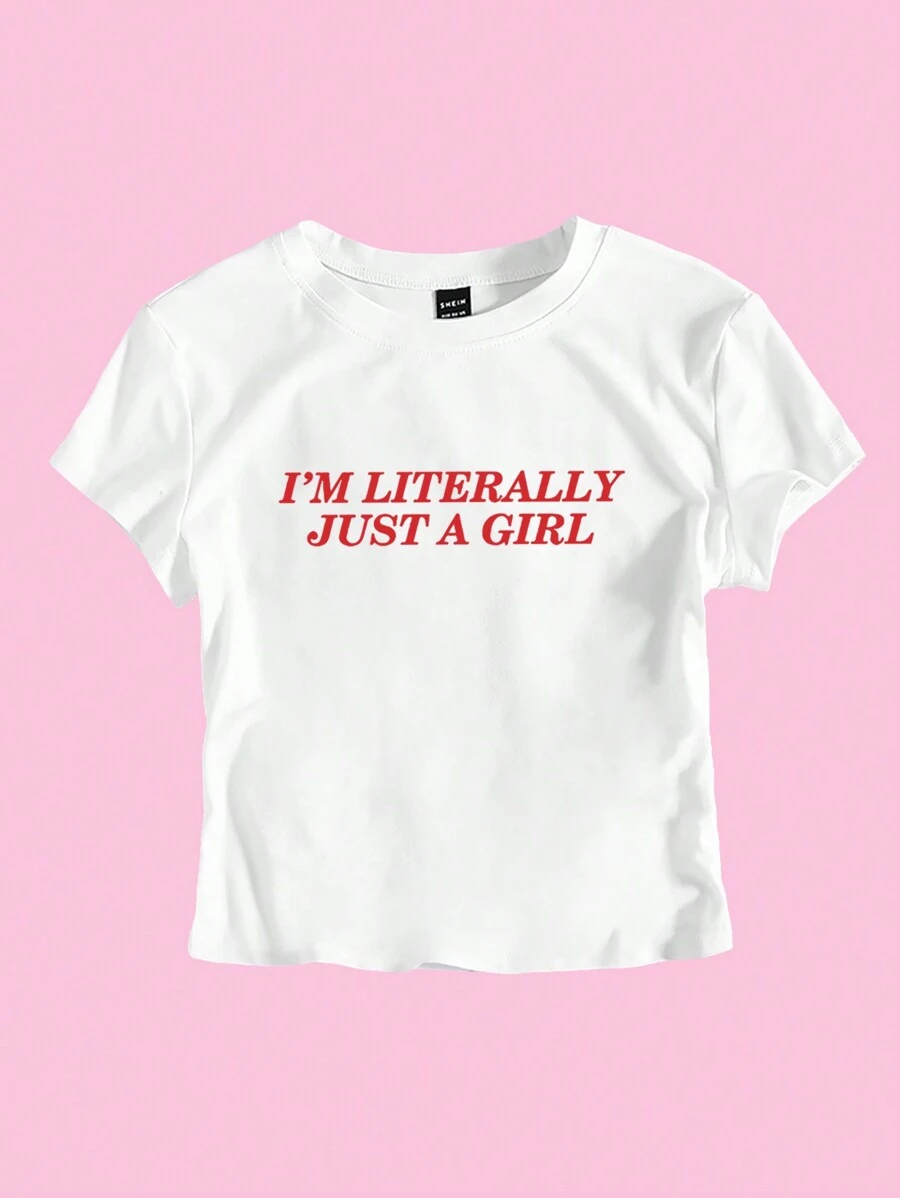 Lunelith SHEIN Lunessa Women's "I'm Literally Just A Girl" Cropped ...