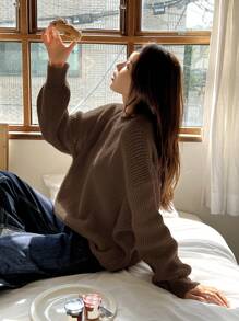 DAZY Damen einfarbiger Pullover mit Dropped Shoulder und ...