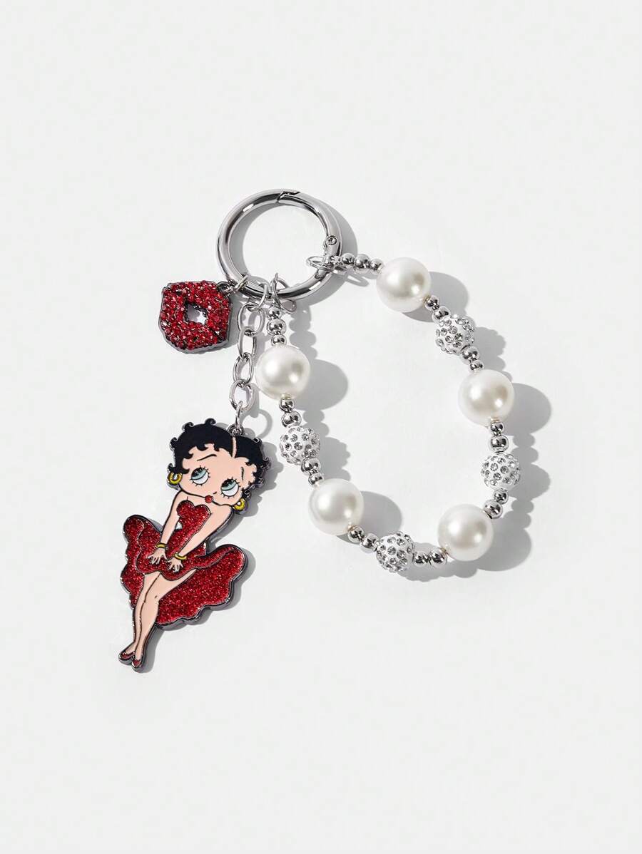 Betty Boop x SHEIN Cartoon Character Pattern Pearl & Rhinestone Lip ...