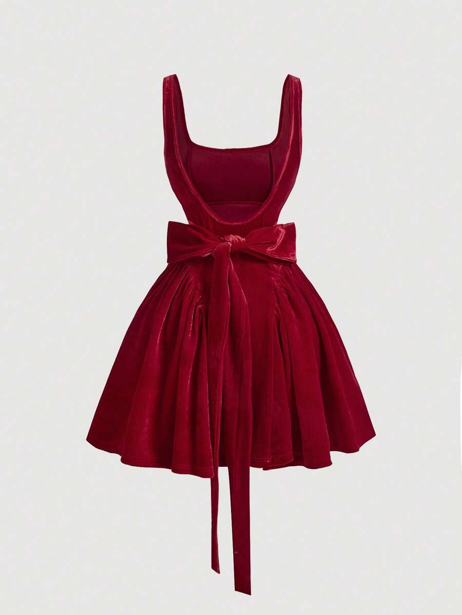 SHEIN MOD Women Velvet Red Vintage Dress, Christmas Costume for Sale ...