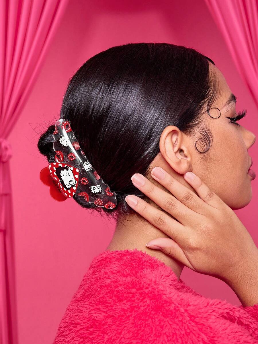 Betty Boop x SHEIN Cartoon Character And Polka Dot Heart Transparent ...