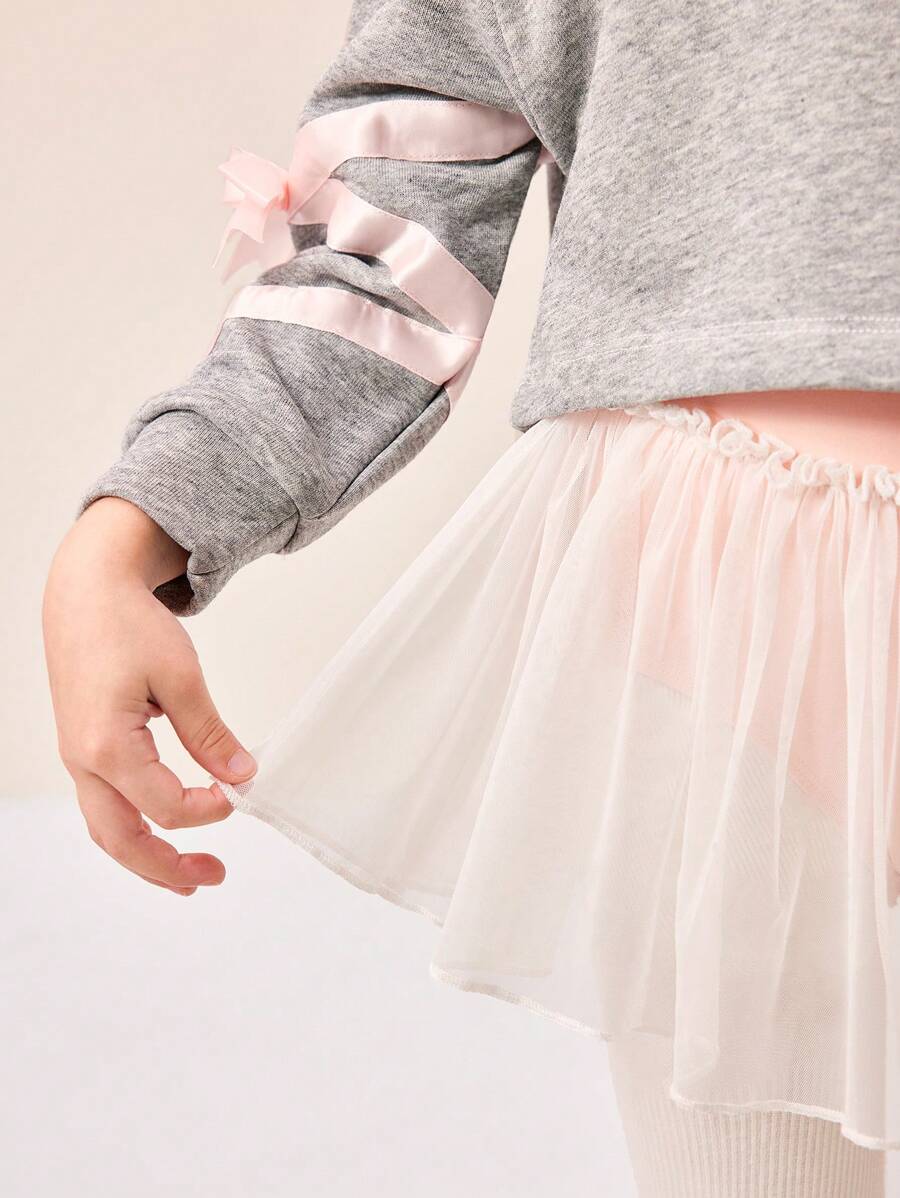 SHEIN 2pcs Young Girl Clothing Set - Grey Long Sleeve Cropped ...