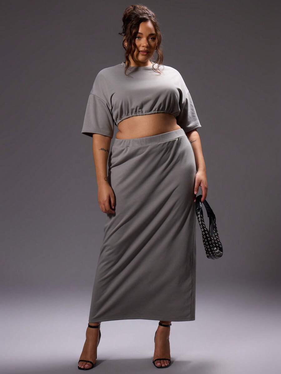 MUSERA Plus Size Lounge Maxi Skirt Only For Going Out, Party, Club ...