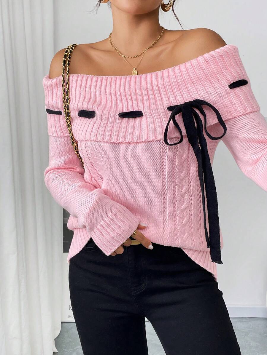 SHEIN Raffinéa Suéter de punto de mujer informal con escote en V sin ...