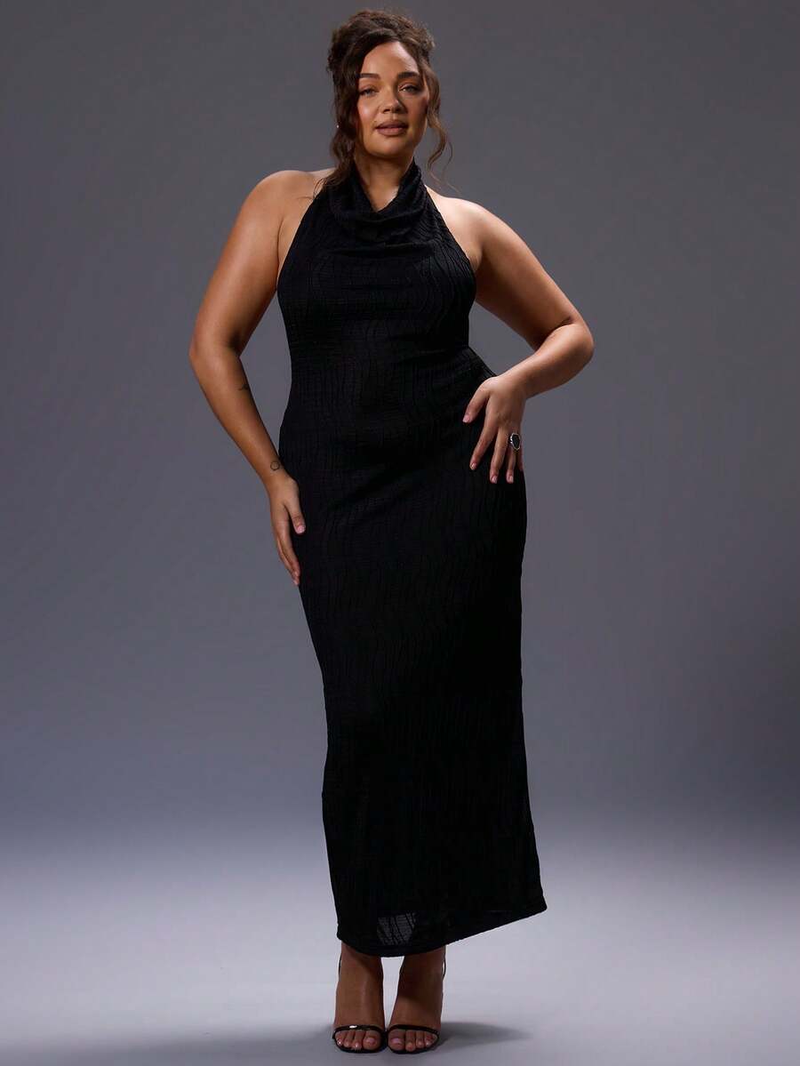 MUSERA Plus Sexy Sheer Slinky Cowl Neck Maxi Dress Valentines, Date ...