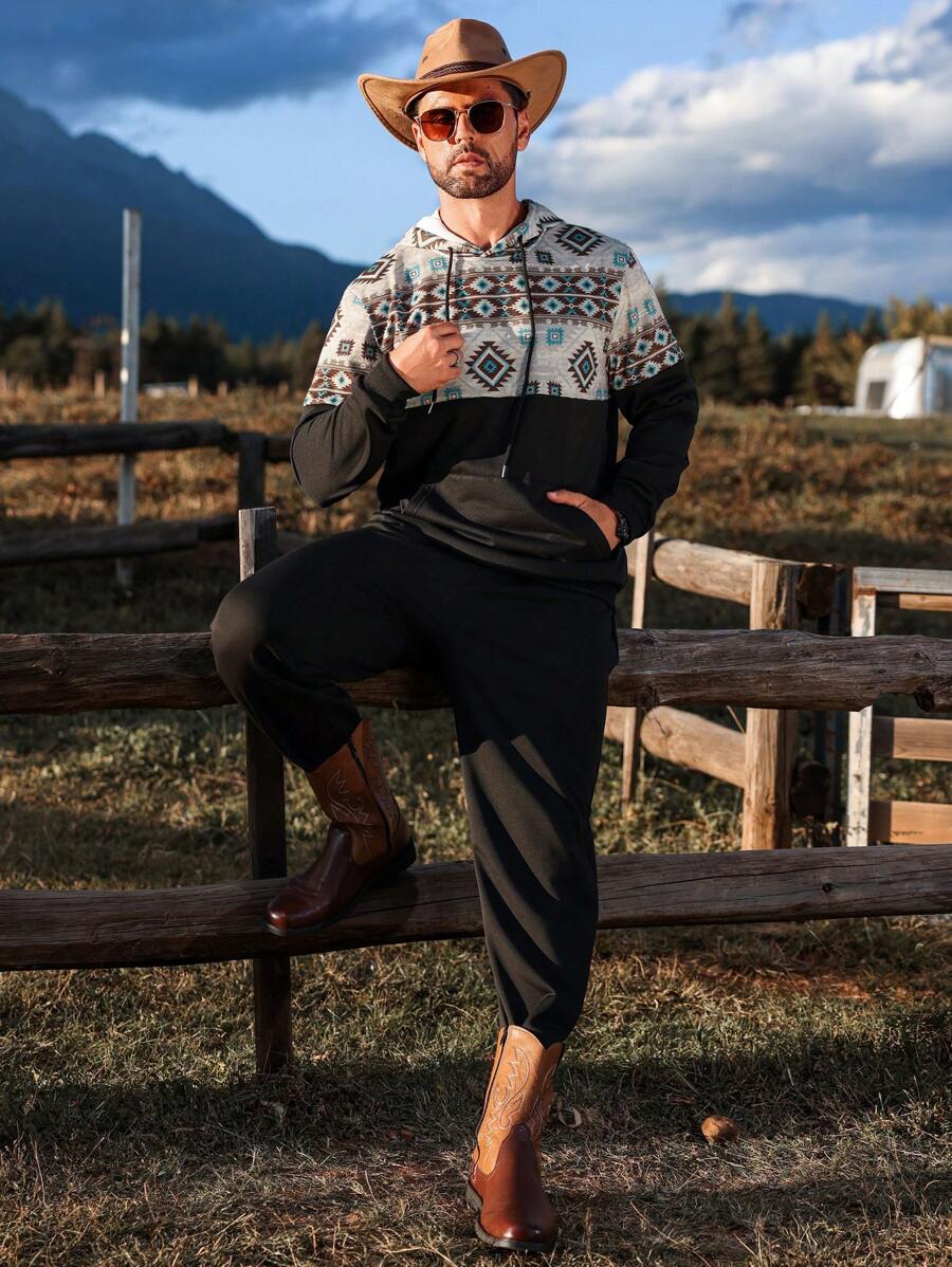 Manfinity Homme Men's Sweatsuit Set With Hood, Casual And Fashionable ...