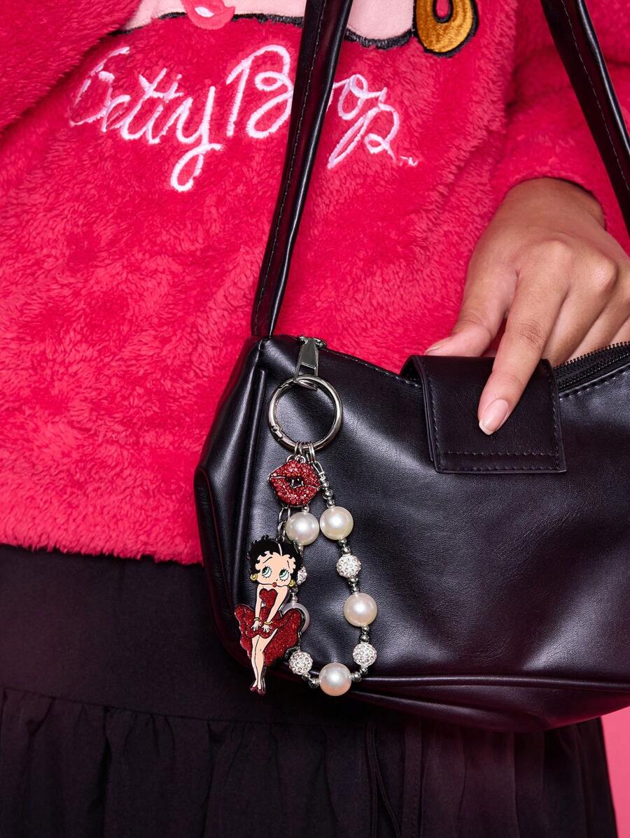 Betty Boop x SHEIN Cartoon Character Pattern Pearl & Rhinestone Lip ...