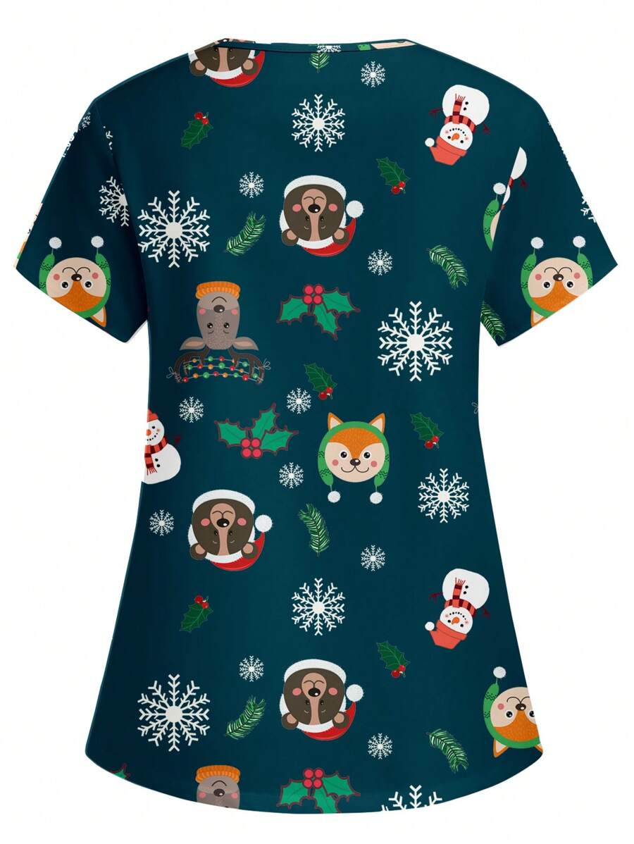 PopScrub Christmas Cartoon Reindeer Snowman Fox Brown Bear & Snowflake ...