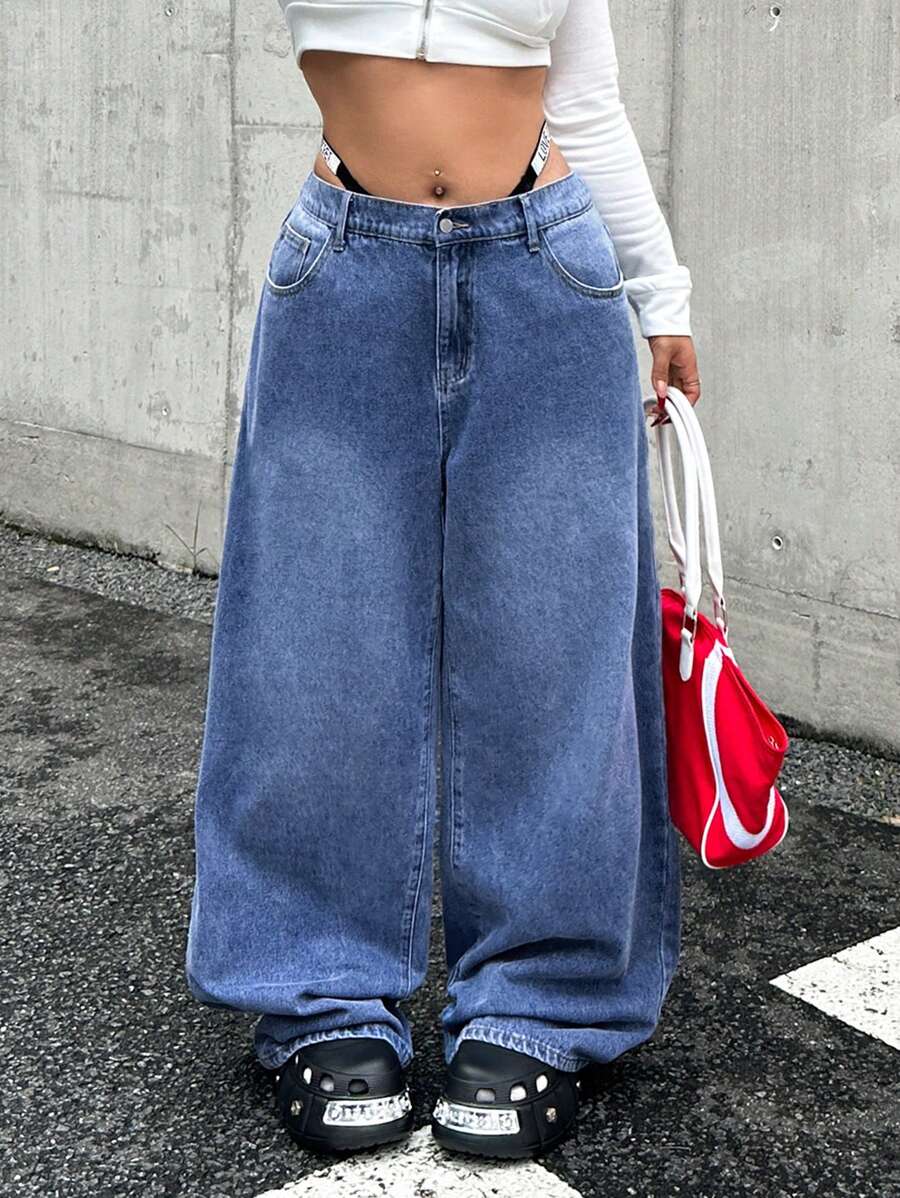 SHEIN ICON Jeans pour femmes grande taille, décontractés, coupe large ...