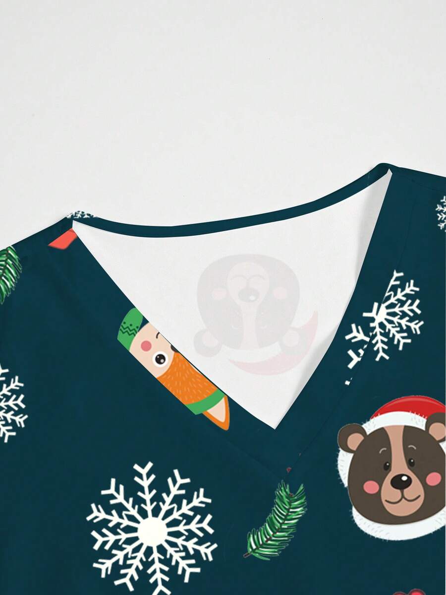 PopScrub Christmas Cartoon Reindeer Snowman Fox Brown Bear & Snowflake ...