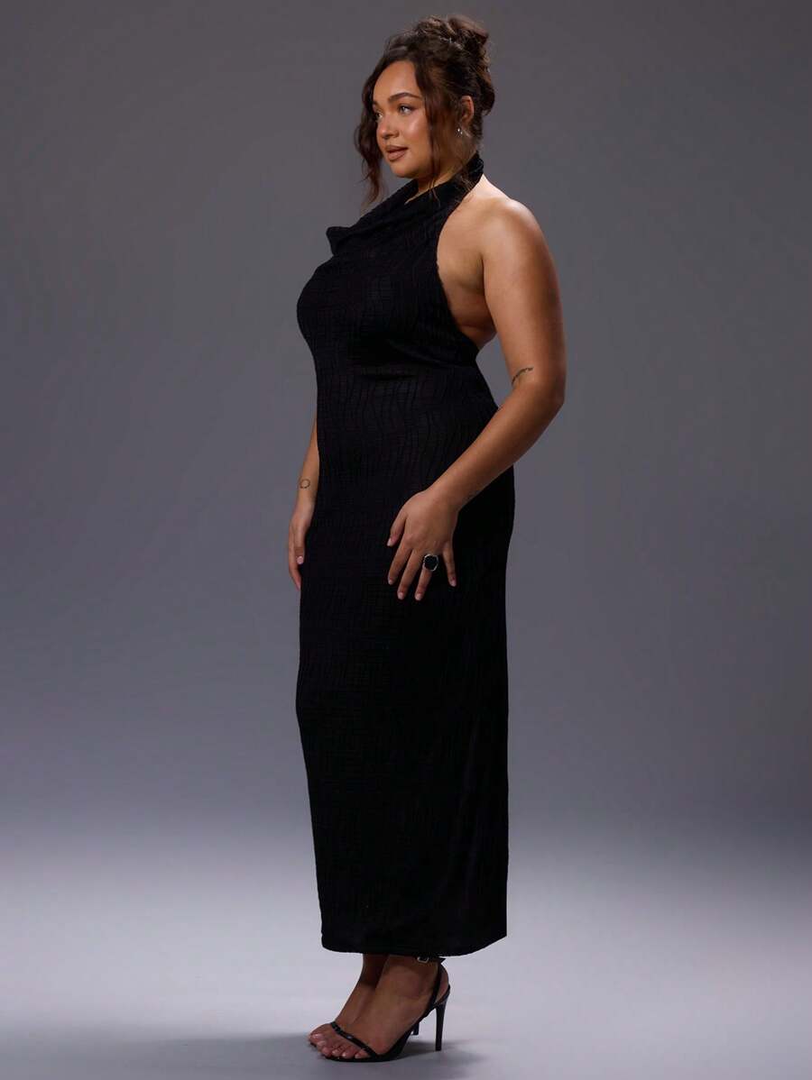 MUSERA Plus Sexy Sheer Slinky Cowl Neck Maxi Dress Valentines, Date ...