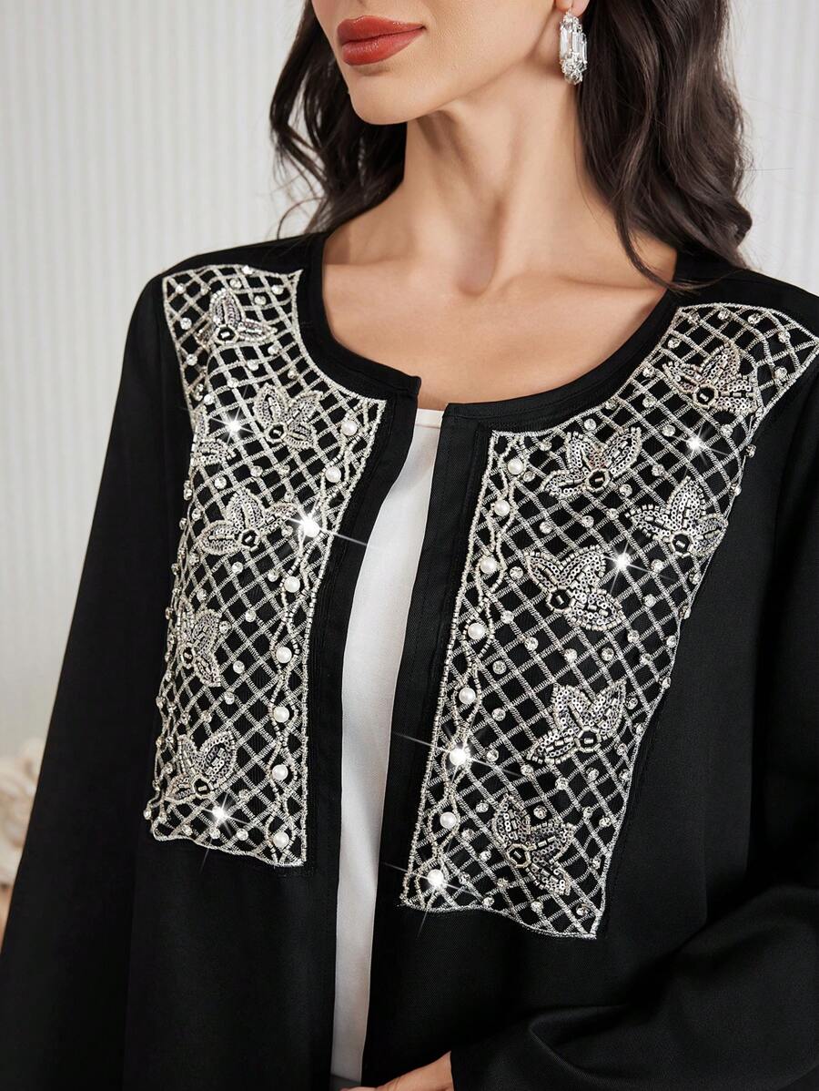 SHEIN Najma Conservative Heavily Embellished Pearl & Crystal Women ...