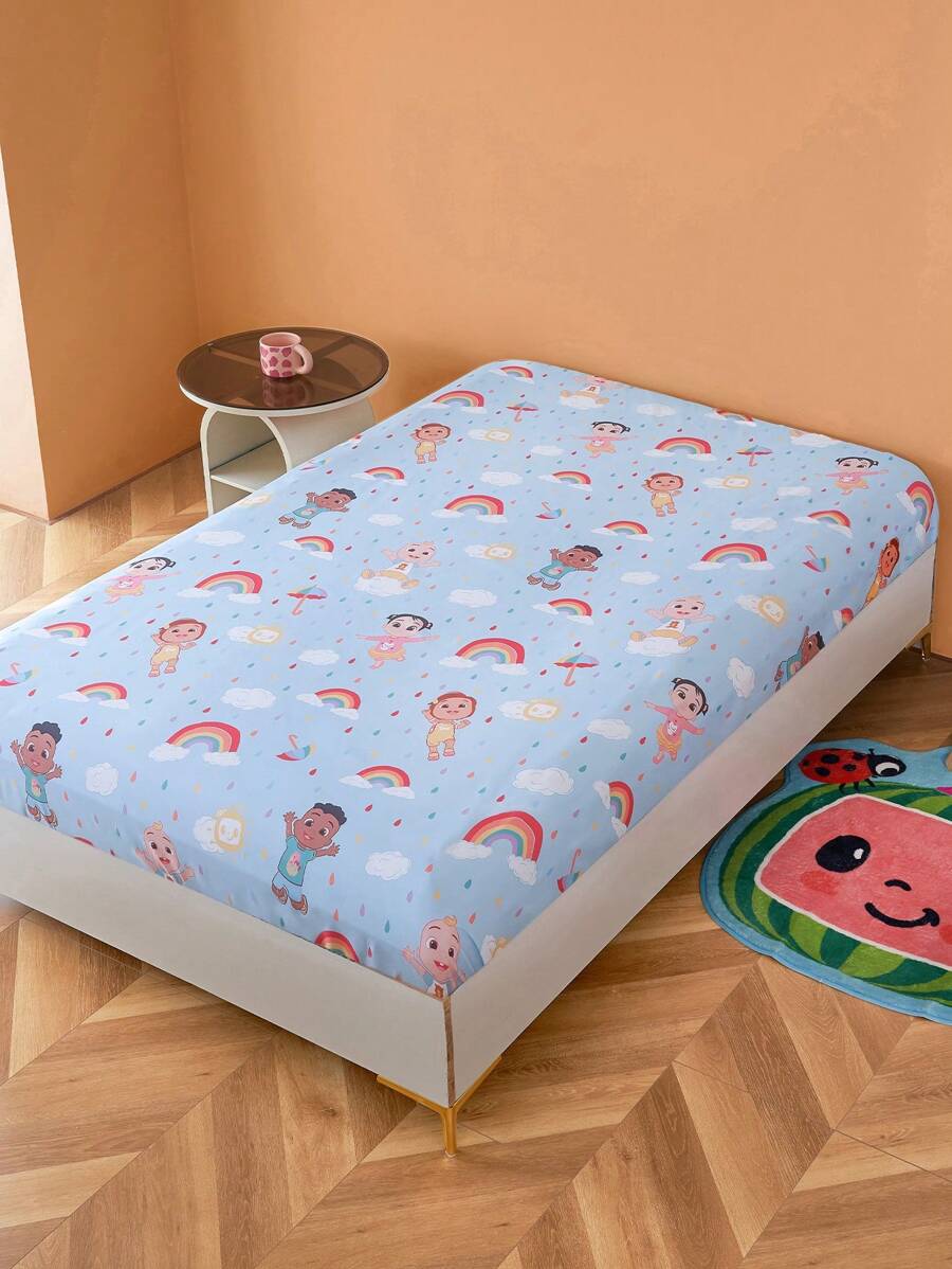 CoComelon X SHEIN All-Over Cartoon Character & Rainbow Pattern Fitted ...