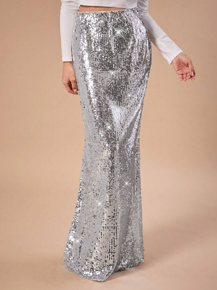 Forever 21 Women's Fashionable Sequin Mermaid Hemline Skirt, Suitable ...
