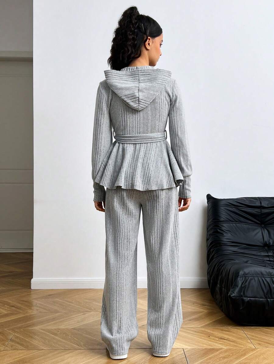 SHEIN Conjunto de 2 Peças para Adolescentes: Top Cropped com Capuz e ...