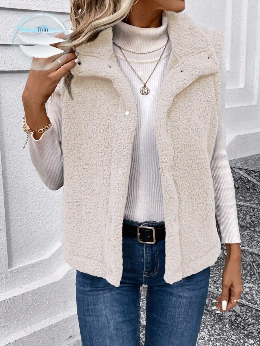 SHEIN LUNE Reversible Plush Women's Vest Jacket In Fall/Winter | SHEIN USA