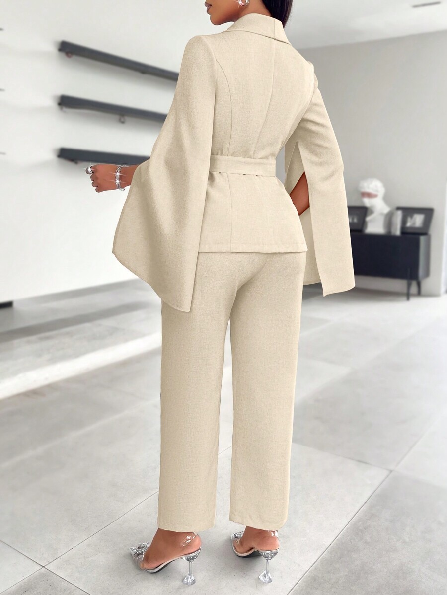 SOLERSUN Glossy Satin Suit Jacket, Women's Suit Set, Business Commuter ...