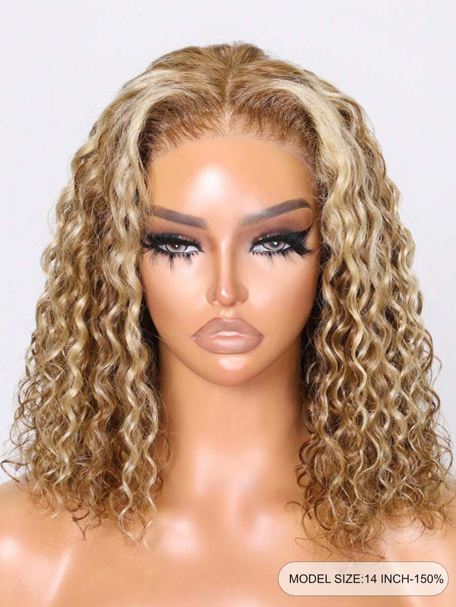 Ombre Highlight Bye Bye Knots 7x5 Glueless Water Wave Short Bob Wig ...