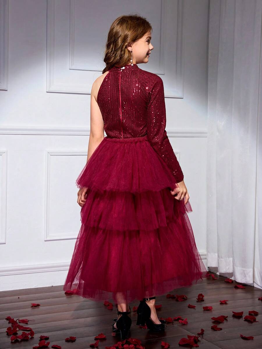 Tween Girls Glittering Tight-Fitting Princess Tulle Detachable Train ...