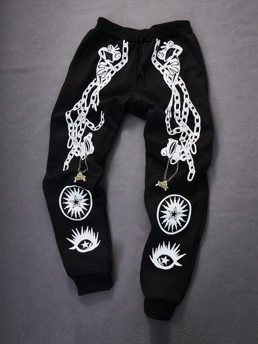 Manfinity LEGND Men's Frog Chain Lock Eye Graphic Print Sweatpants ...