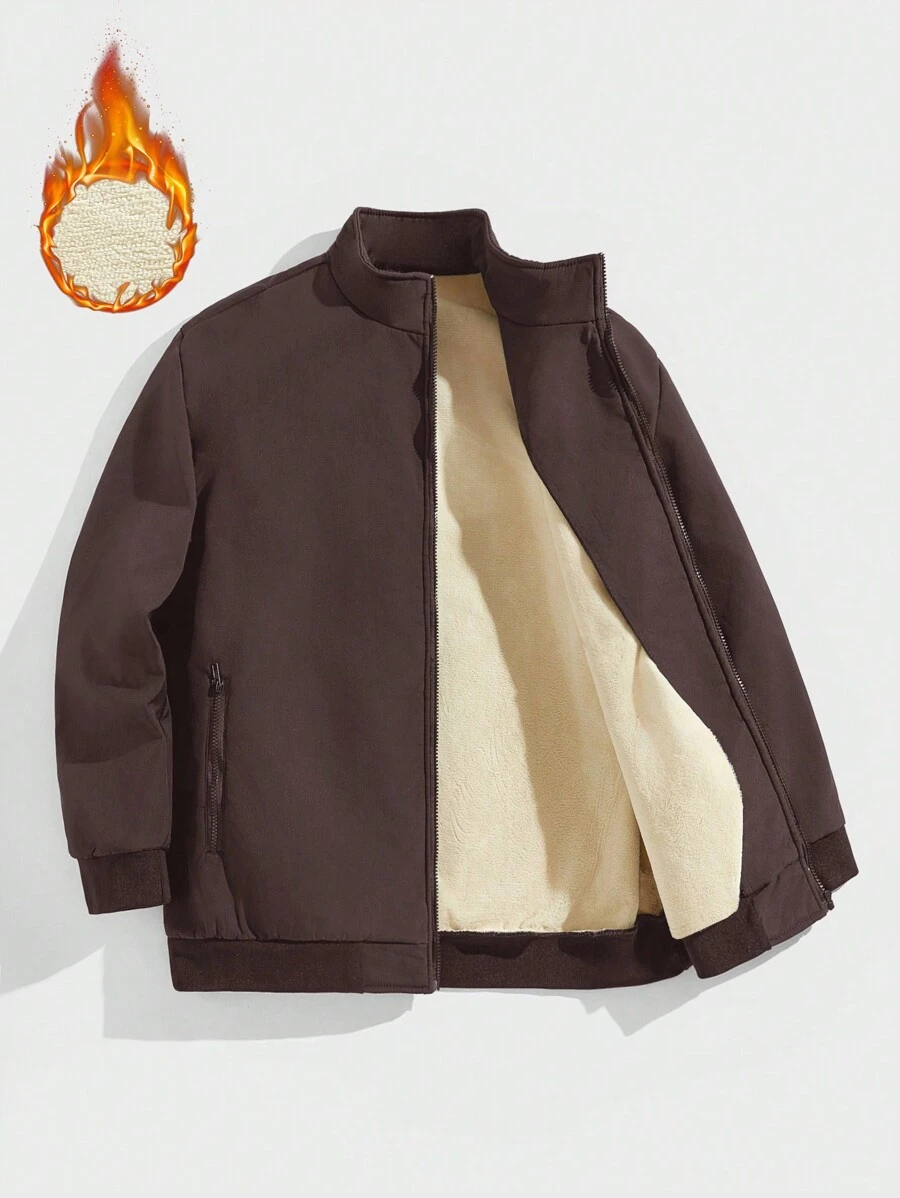 Manfinity Homme Plus Size Men's Jacket With Thermal Lined, Zip-Up | SHEIN USA