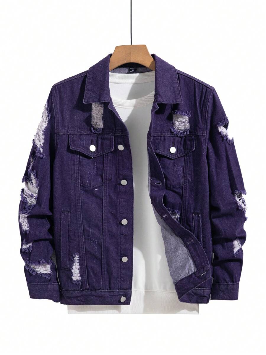 Manfinity Homme Chaqueta vaquera casual y desgastada de hombre, para ...