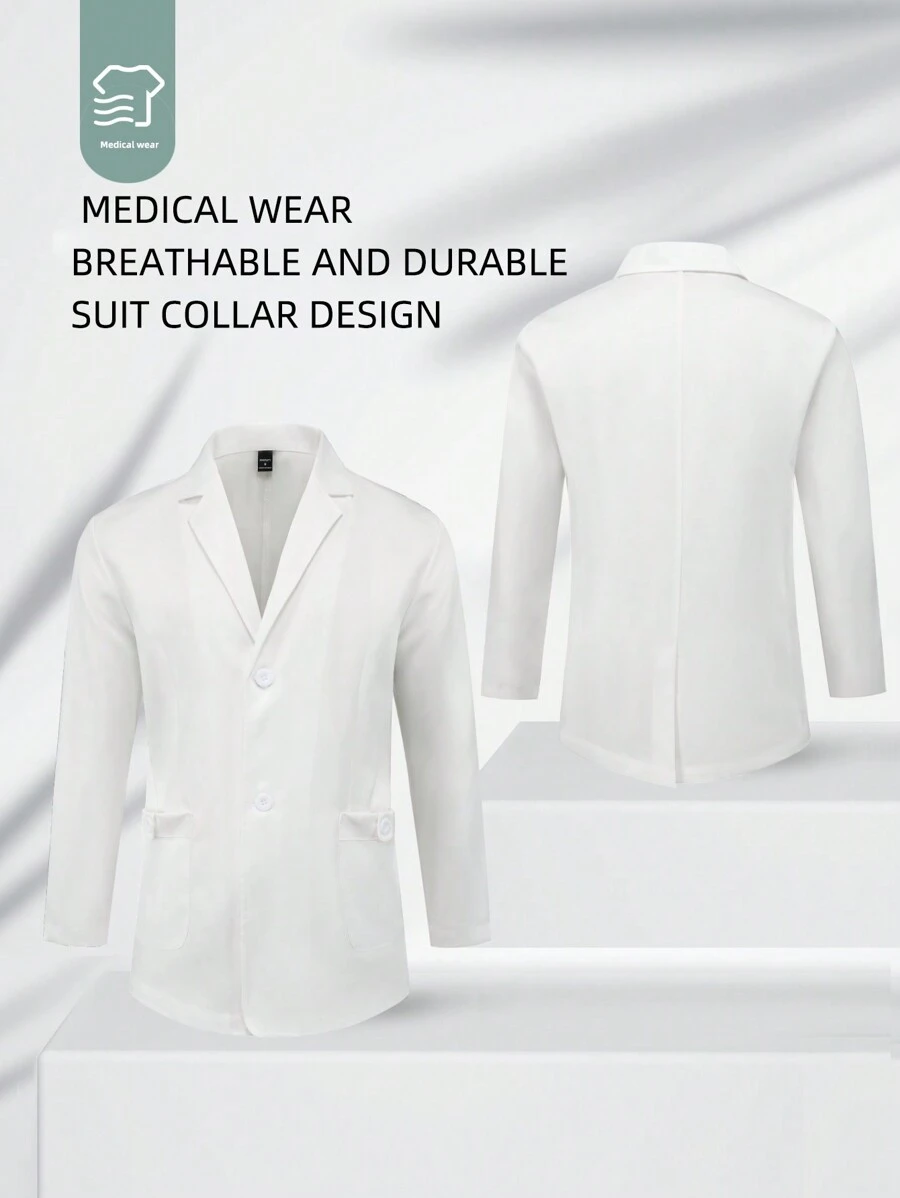 Manfinity Homme Men's White Lab Coat, Scientist Uniform Jacket | SHEIN USA