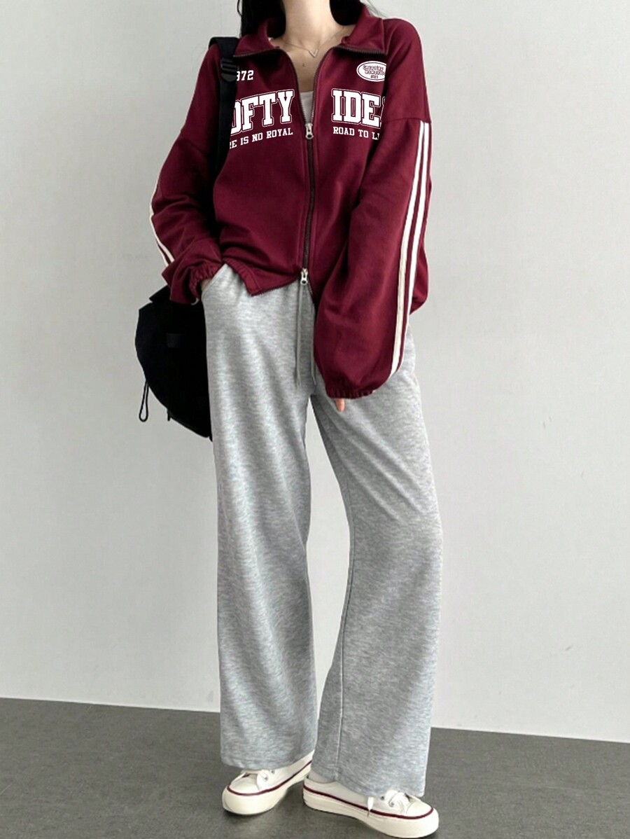 DAZY Casual College Style Loose Letter Print Women Sweatshirt | SHEIN USA