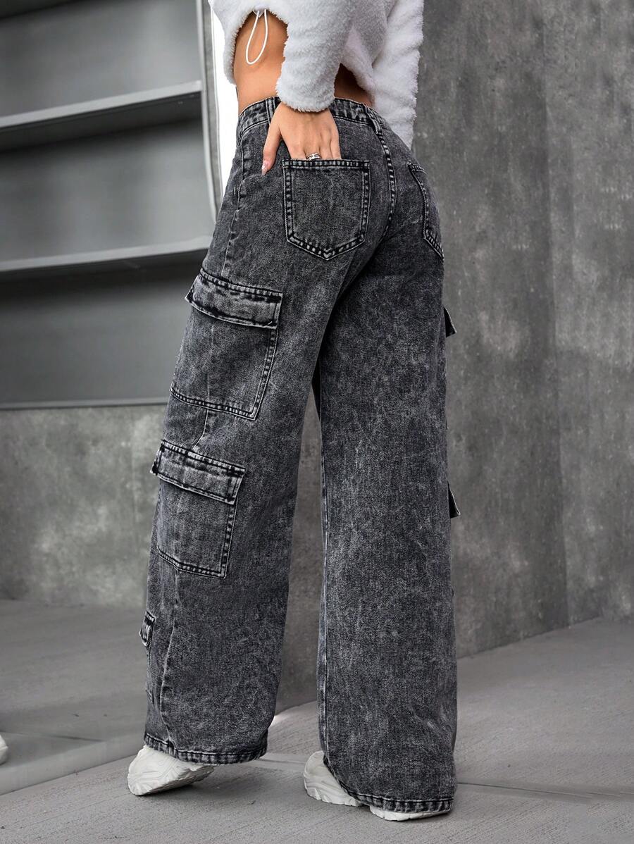 SHEIN Jeans amples et décontractés avec jambes larges, style Y2K pour ...