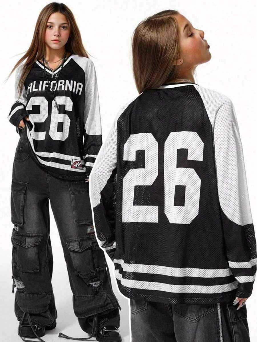 Coolane Tween Girls Y2K Music Festival Sport Number Printed Baggy ...