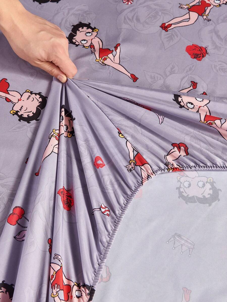 Betty Boop x SHEIN Character Cartoon And Rose Floral Lip Full-Print ...