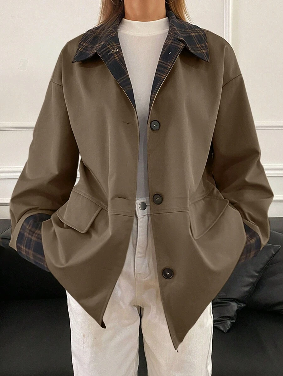 DAZY New Autumn Women Patchwork Regular Casual Jacket | SHEIN USA