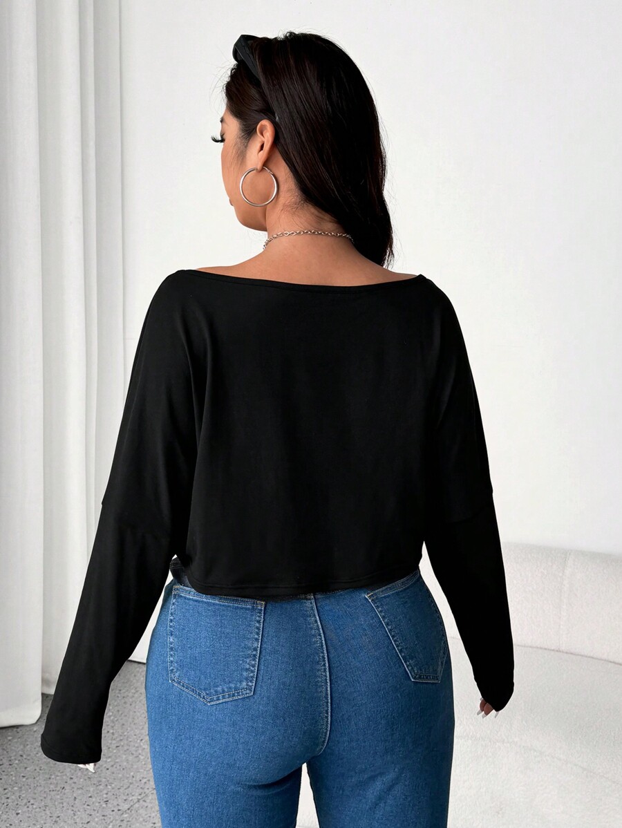 SHEIN Relaxiva Women Casual Wide Neckline Knit Drop Shoulder Long ...