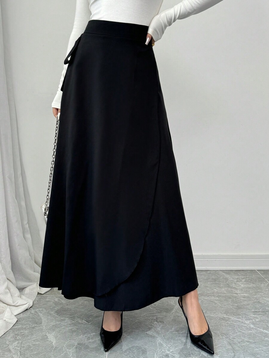 Elenzga تنورة طويلة كاجول بسيطة وأنيقة للنساء، لارتداء اليومي، إطلالة ماكسي للنساء | شي إن