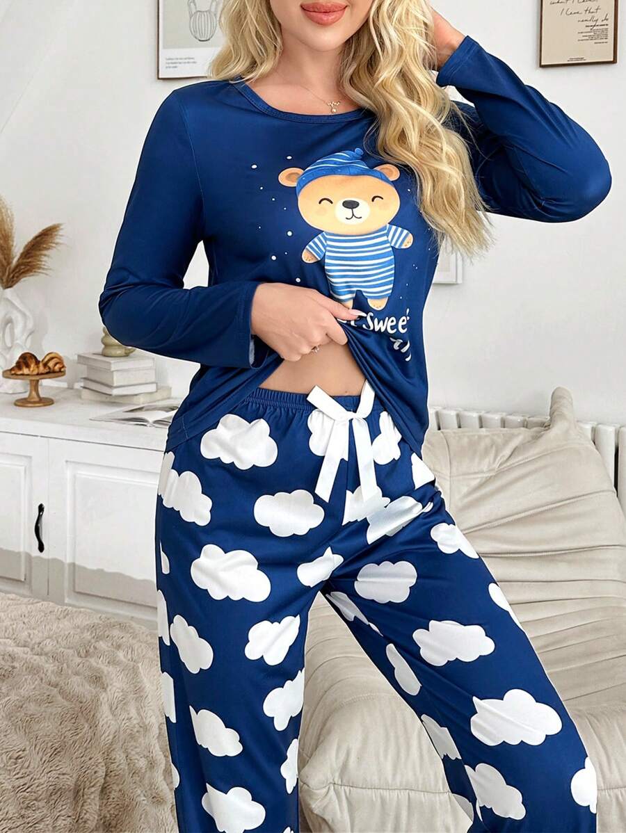 Cute Panda & Cloud Print INS Style Women Pajama Sets | SHEIN USA