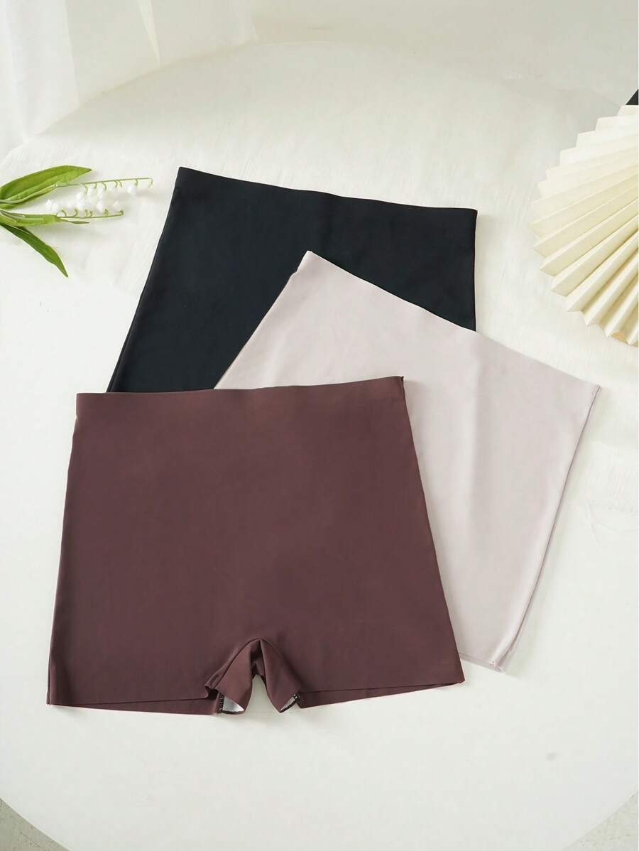 3pcs Women Plain Simple Antiexposure Safety Shorts , Casual Everyday ...