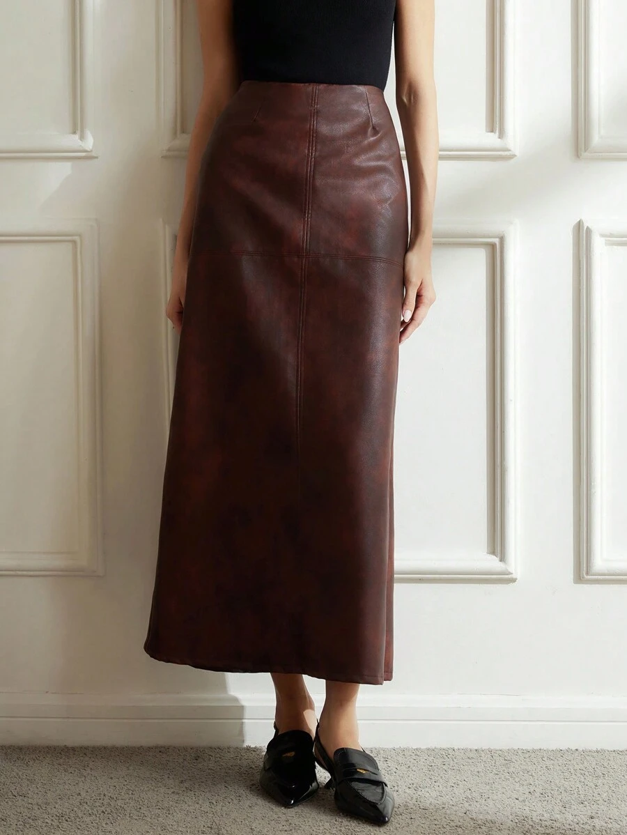 Aveloria Rosie American Vintage Maillard Brown High Waist Body-Conscious Skirt Cheetah Print ...